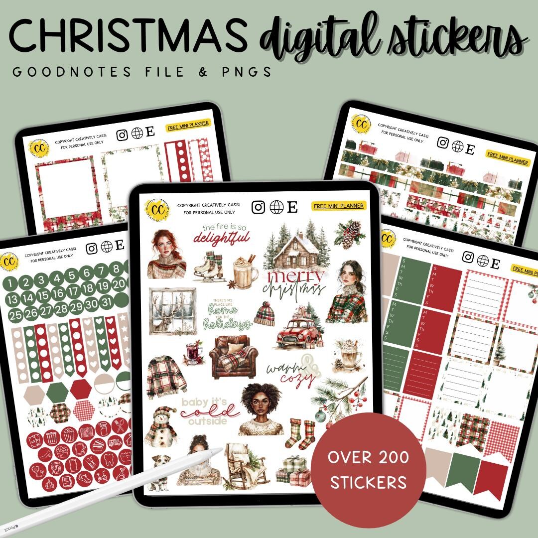 Christmas Digital Planner Stickers, Holiday Precropped Goodnotes ...