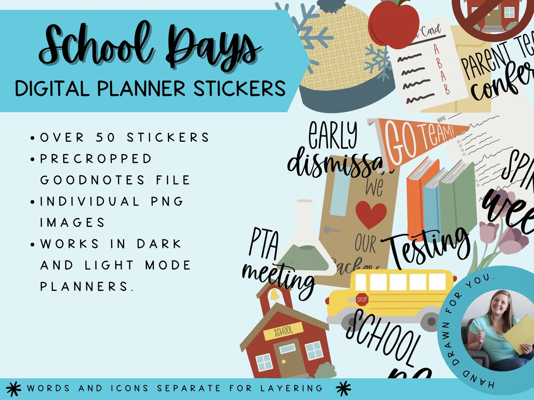 School Days Digital Planner Stickers Teacher Goodnotes - Etsy