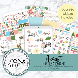 August Digital Planner Stickers Summer Sticker Kit - Etsy