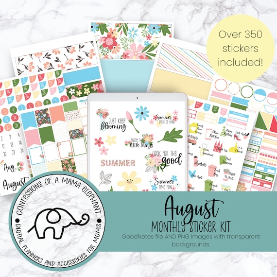 August Digital Planner Stickers Summer Sticker Kit - Etsy
