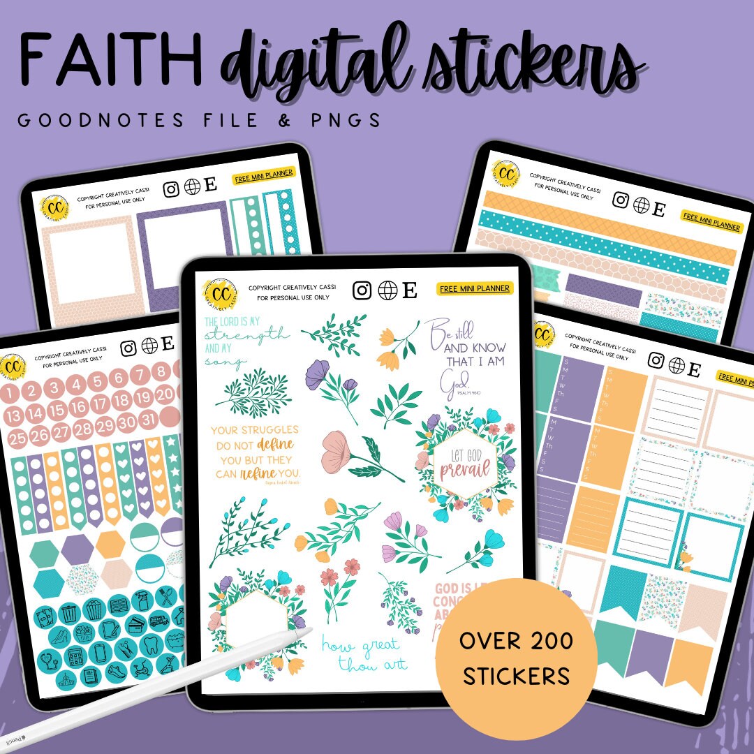 Faith Digital Planner Stickers, Bible Study Precropped Goodnotes ...