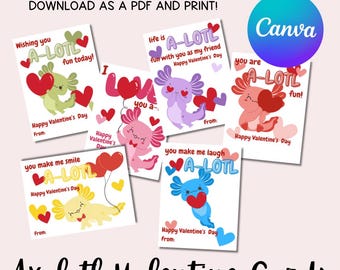 Printable Valentine's Cards-axolotl - Etsy
