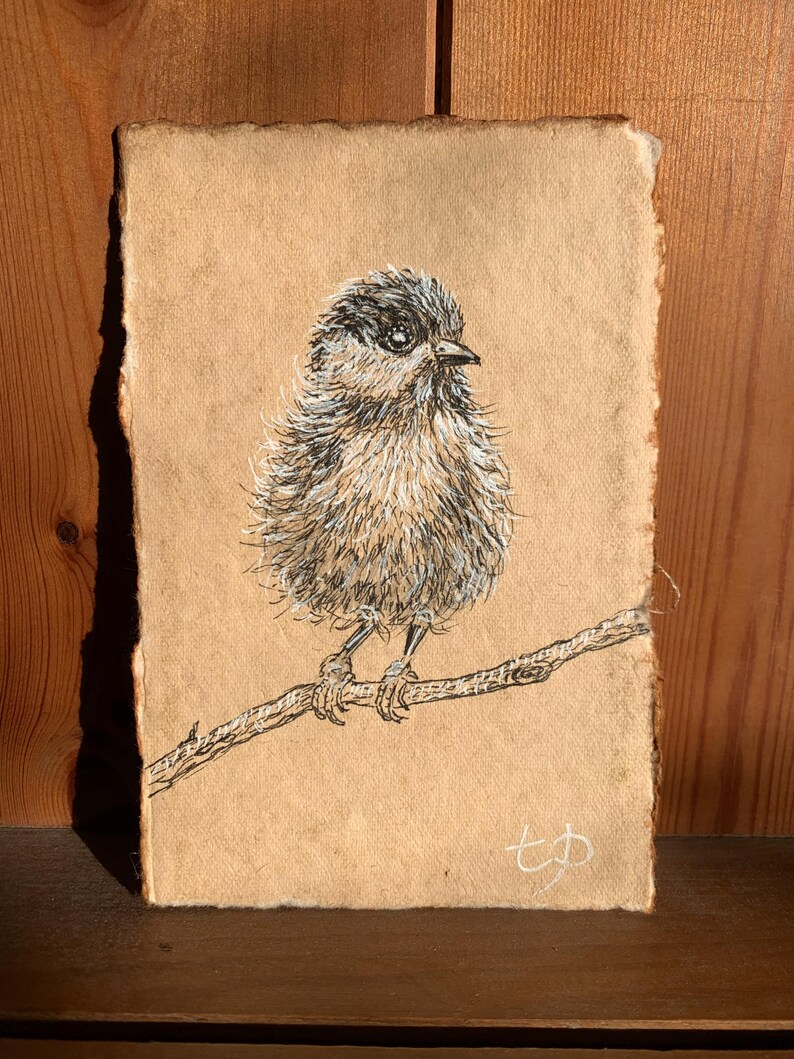 Whimsical Fluffy Chickadee Original Art - Etsy