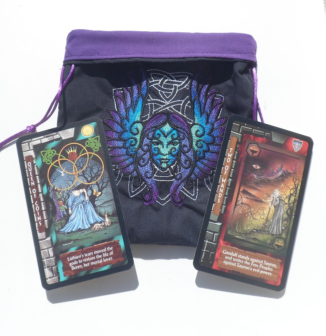 The Morrigan Embroidered Tarot Bag / Rune Pouch / Crystal Bag - Etsy