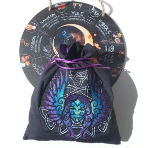 The Morrigan Embroidered Tarot Bag / Rune Pouch / Crystal Bag - Etsy