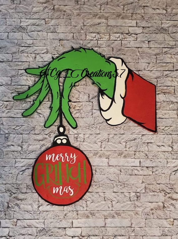 Grinch Hand Door Hanging plywood - Etsy