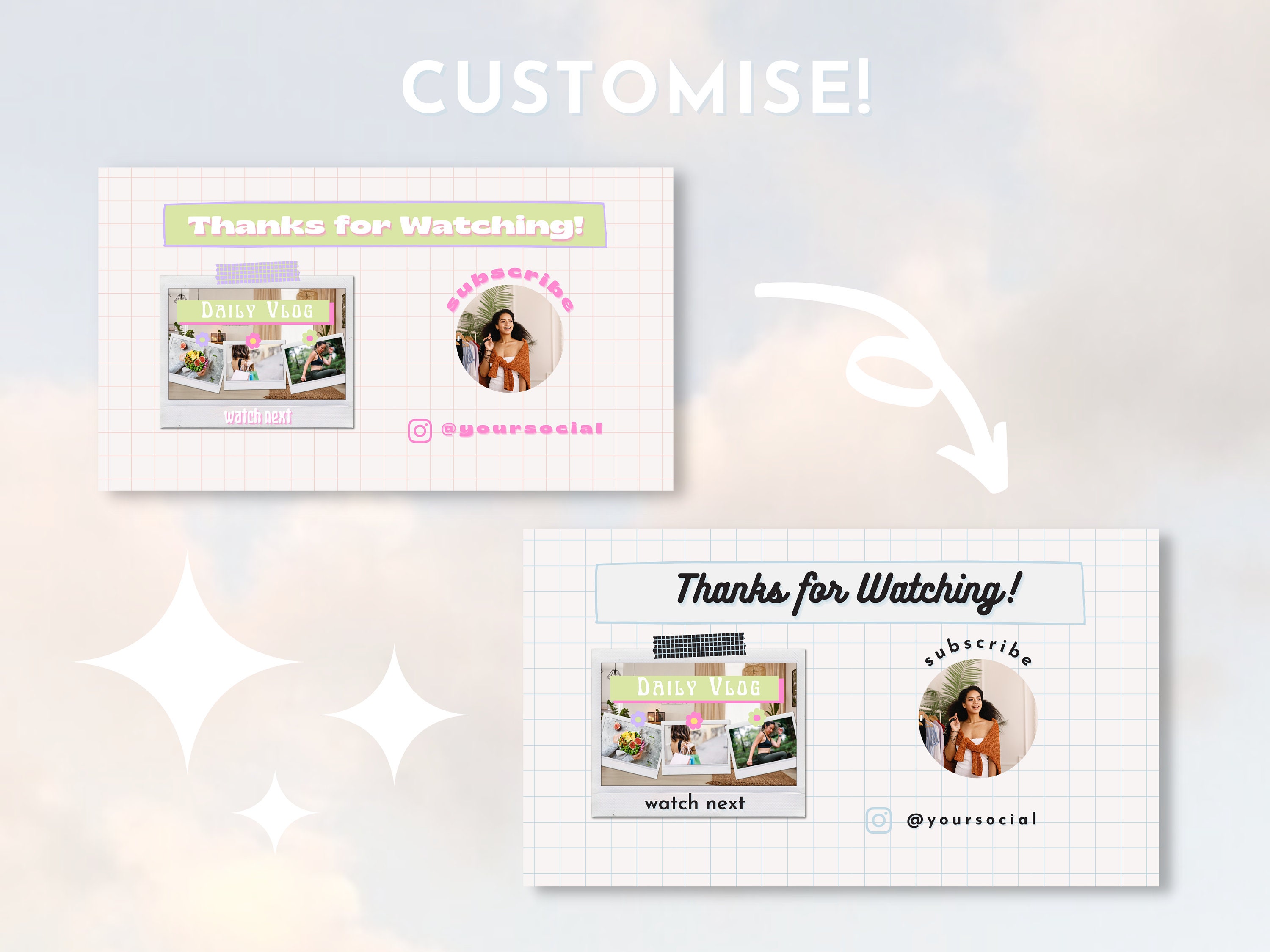 Phoebe Channel Kit | Youtube Branding Kit | 2 Personalised Banner, 2 ...