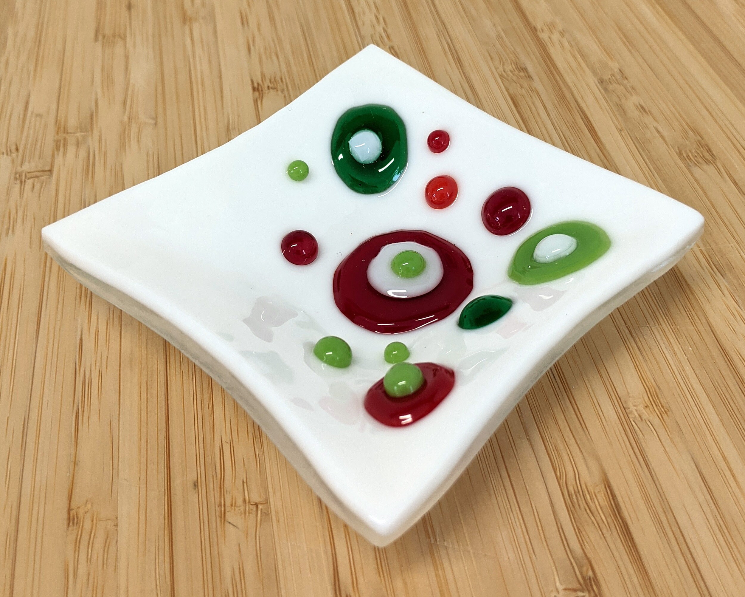 Small Holiday Fused Glass Tray in White - Etsy