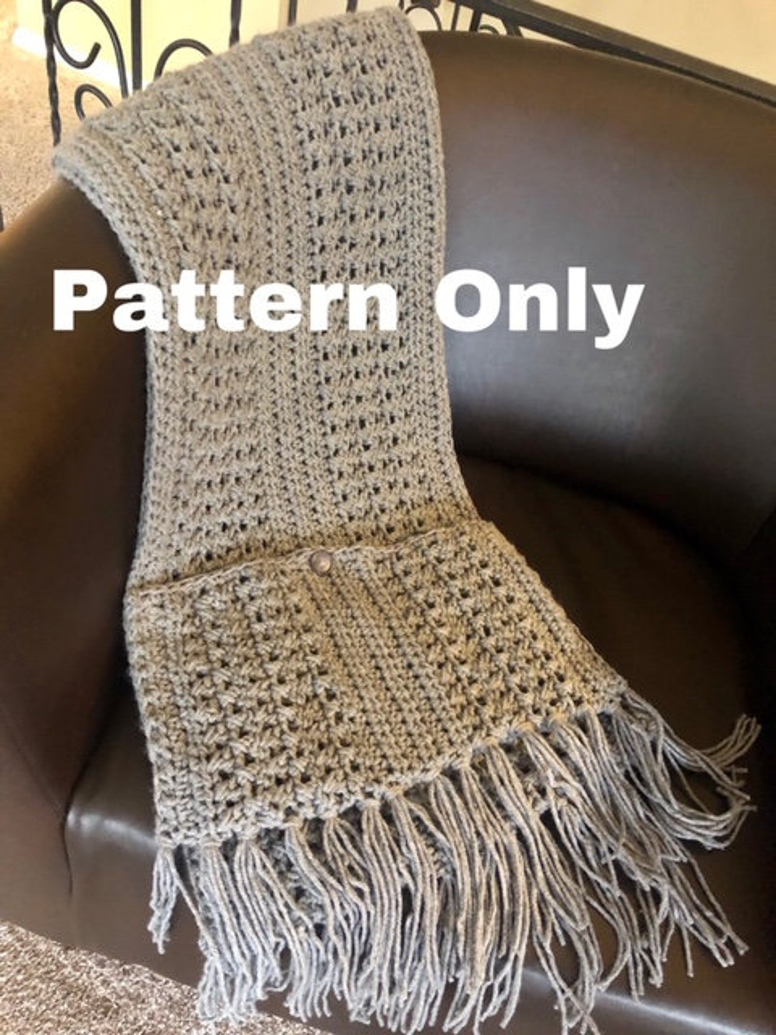Cold Office Shawl II, Shawl With Pockets, Shawl, Crochet Boho Shawl ...