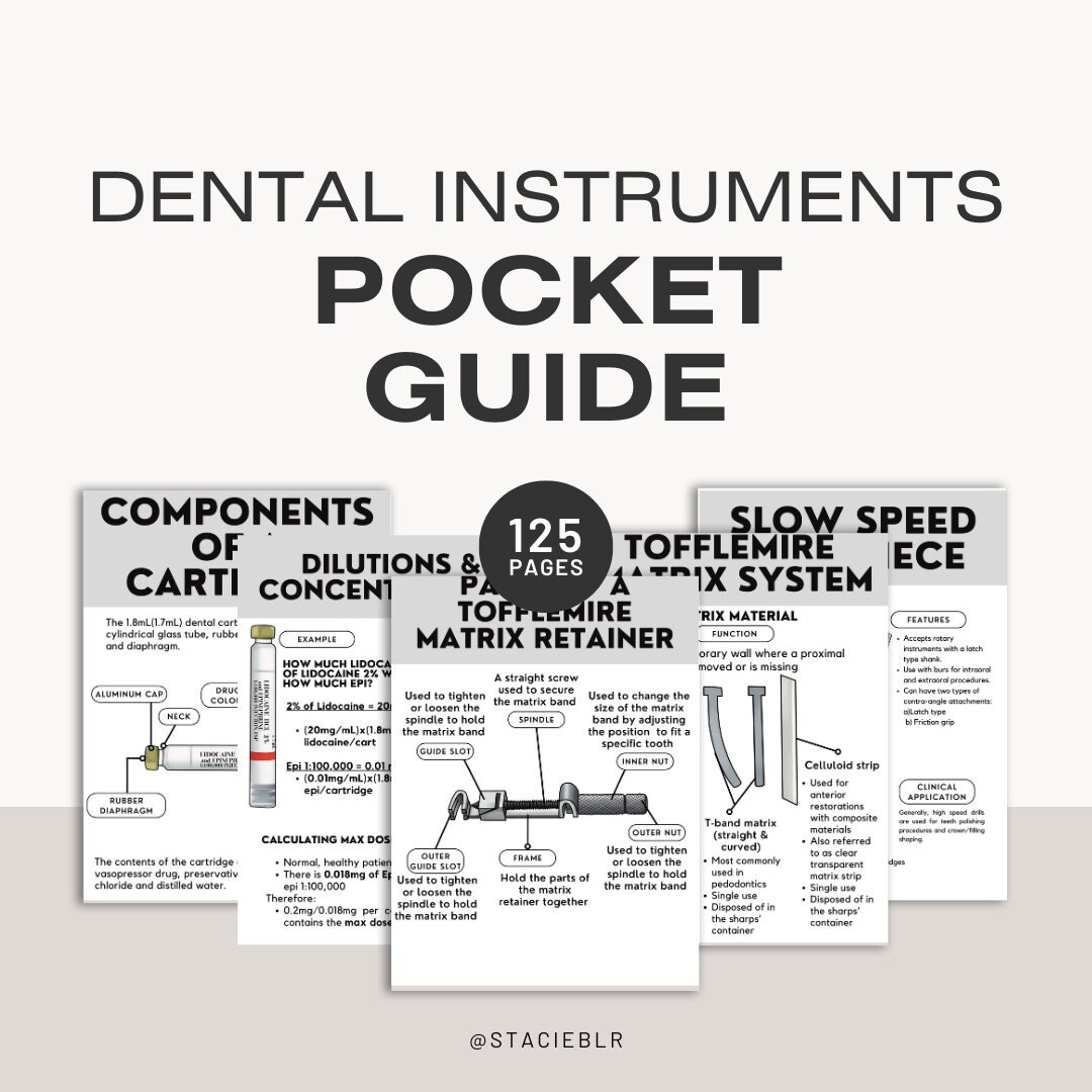 Dental Instruments Complete Pocket Guide, Dental Student, Hygienist - Etsy