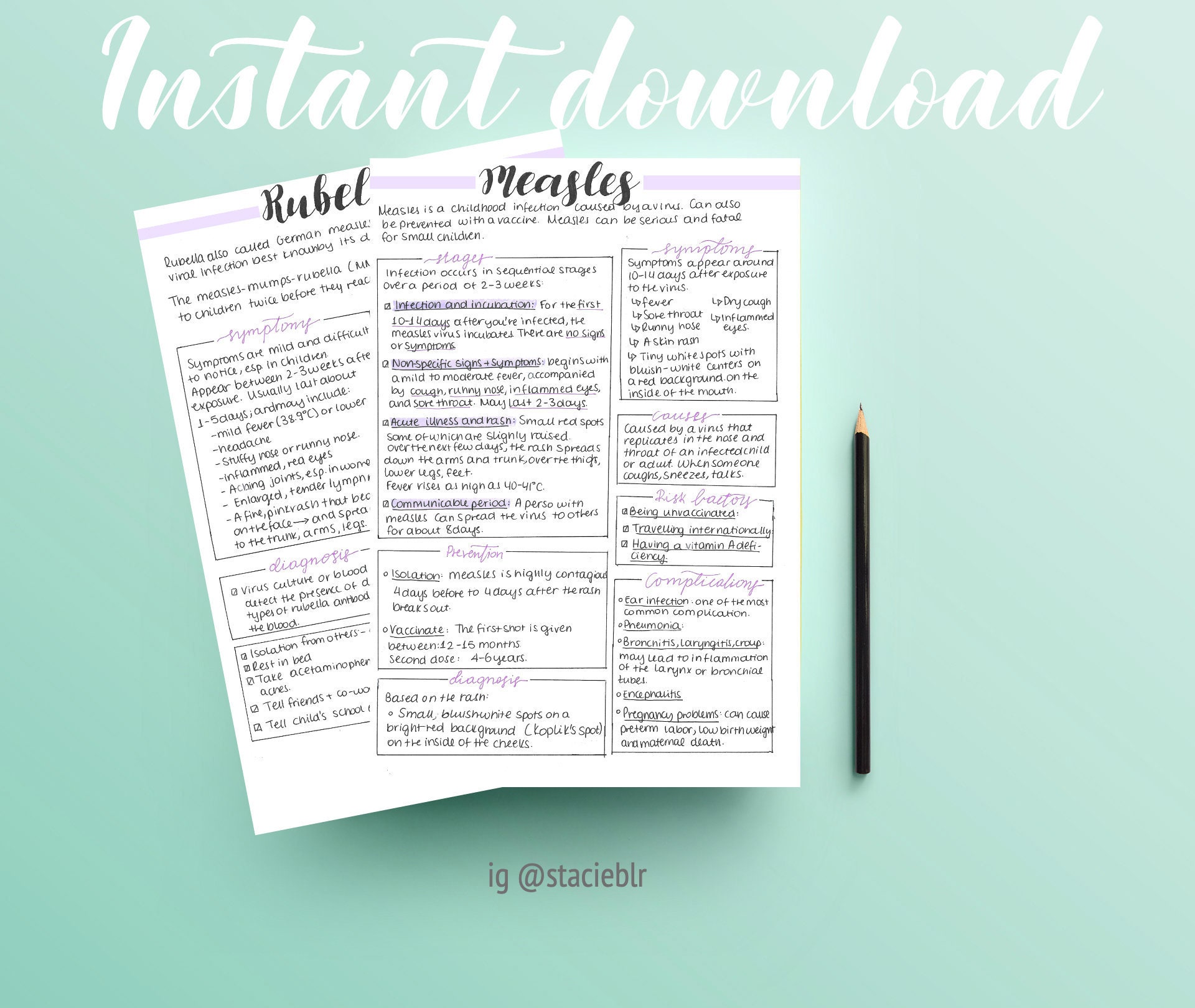 Infectious Diseases Note Set Med school Pre-med Nursing | Etsy