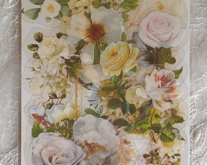 Floral Sticker Pack/creamy White Flowers/roses/daisy/blossom Leaves ...