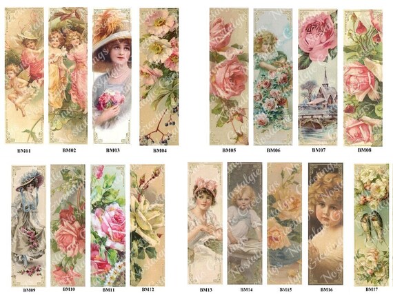 Victorian Floral Bookmarks Instant Download Vintage Roses