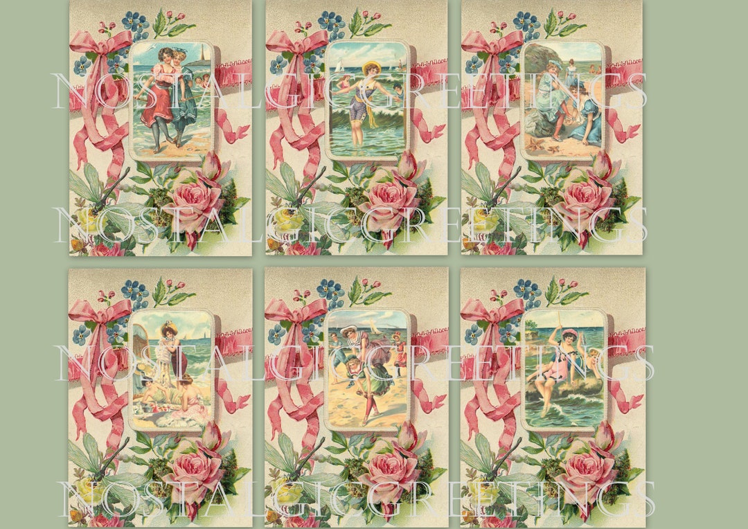 Printable Digital Vintage Bathing Beauties Victorian Ladies Journal