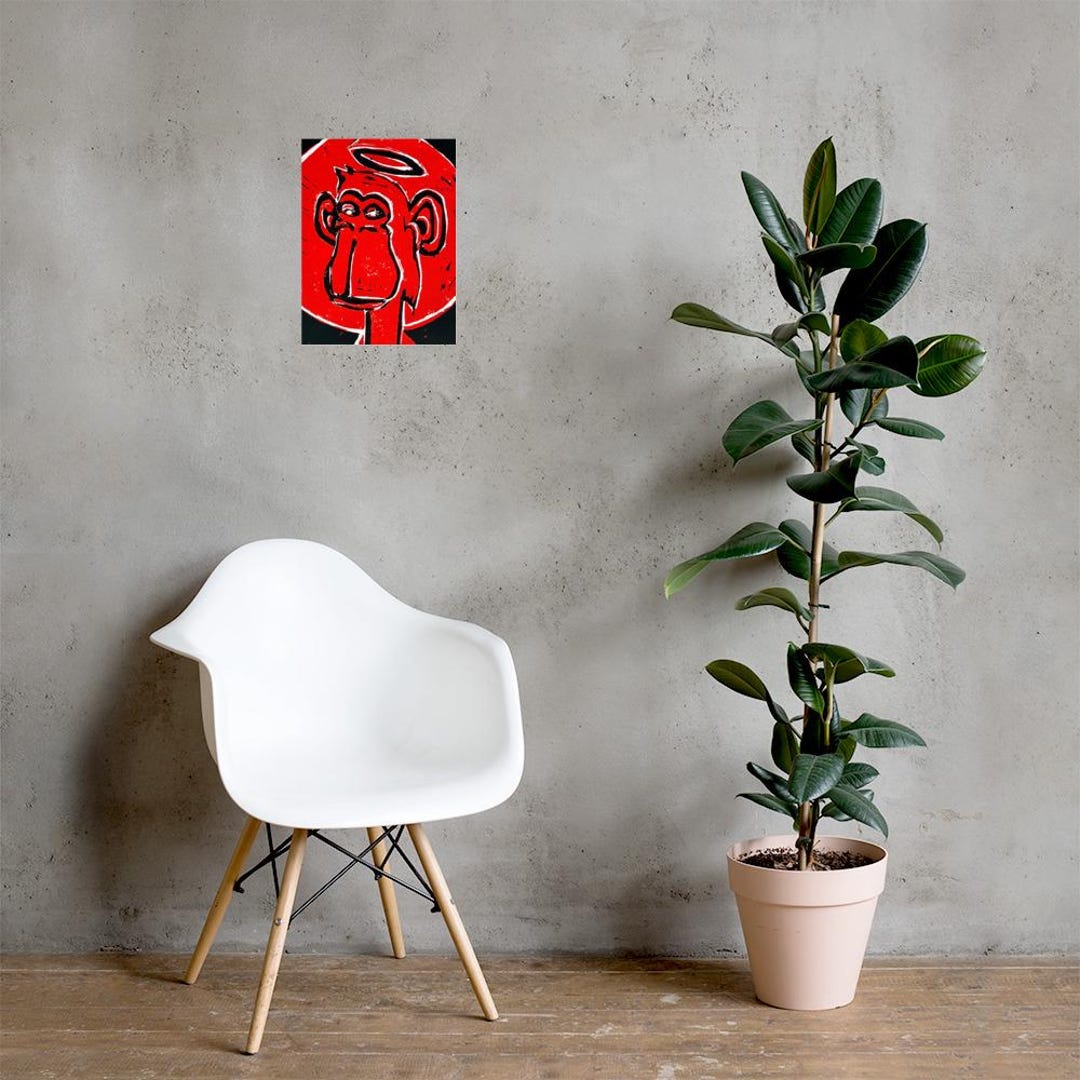 Monkey Art, Halo Monkey Wall Art, Small Decor, Print on Canvas ...