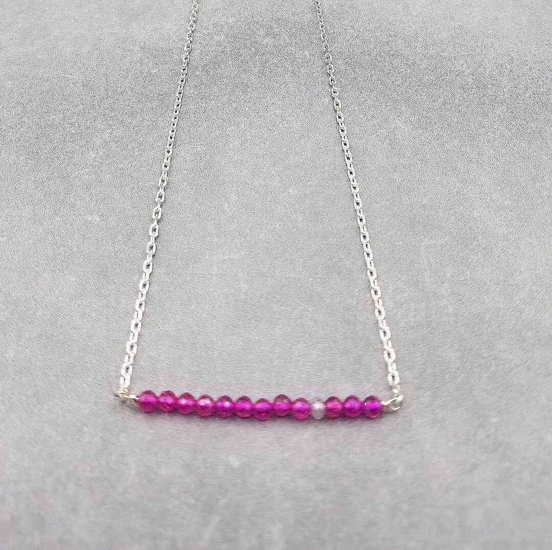 Ruby Minimalist Necklace // Ruby Bar Necklace // Ruby Layering Necklace ...