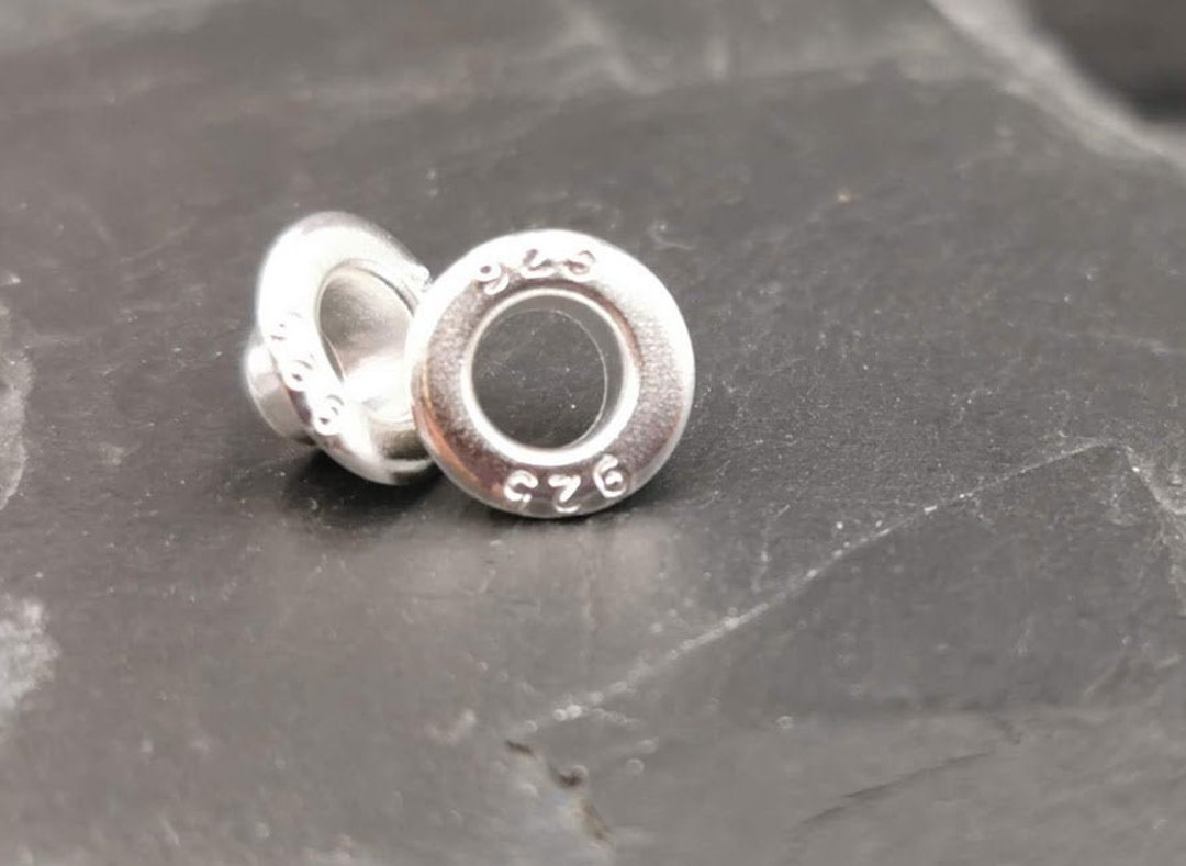 Set of 2 Eyelets Sterling Silver, Large Hole Beads, Eyelets, End Caps ...