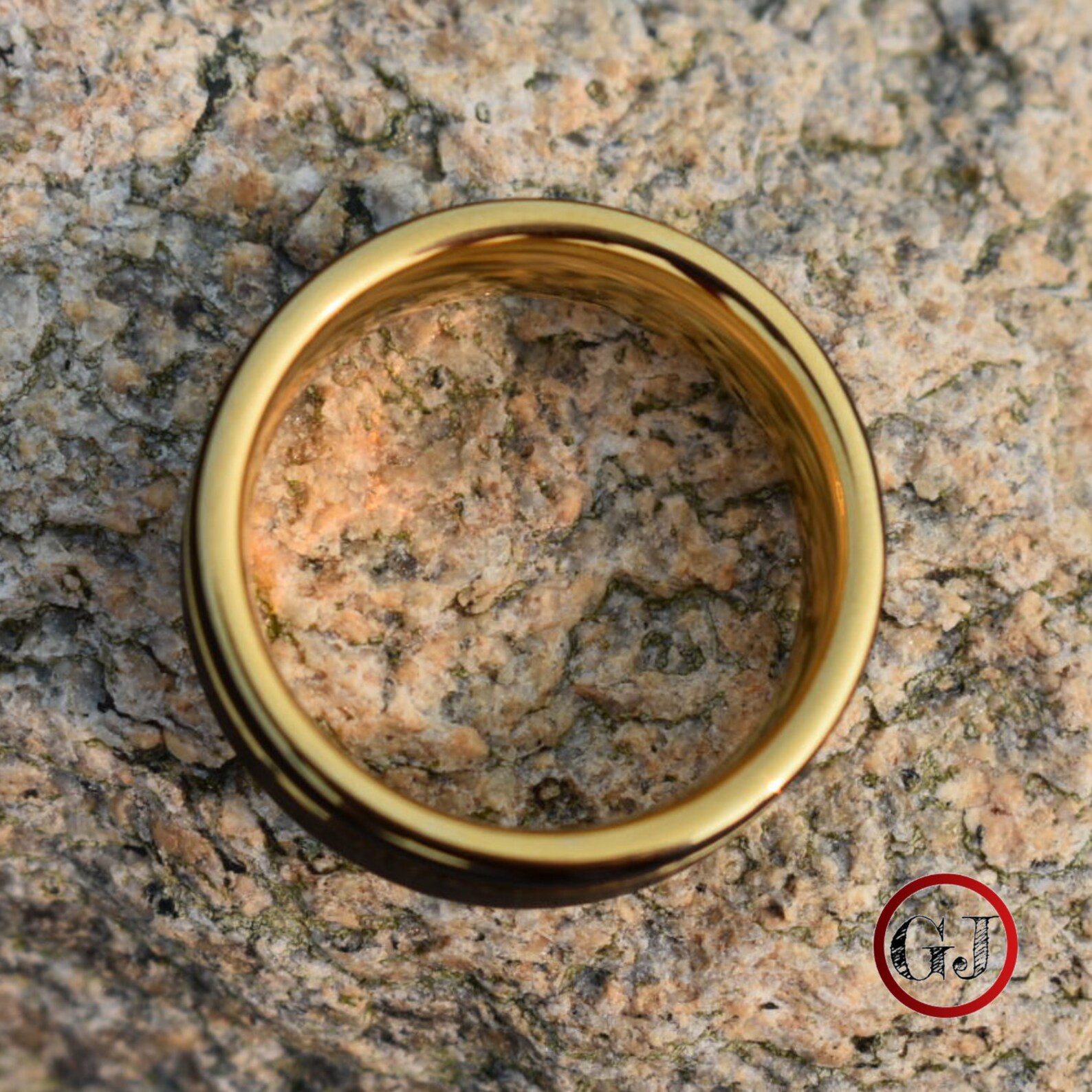 Tungsten Ring Brushed Black With Gold Accent Stripe Mens - Etsy