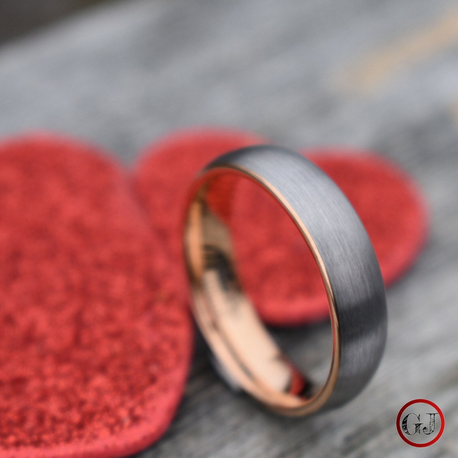 Tungsten Ring Brushed Silver With Rose Gold Comfort Fit Band - Etsy Canada