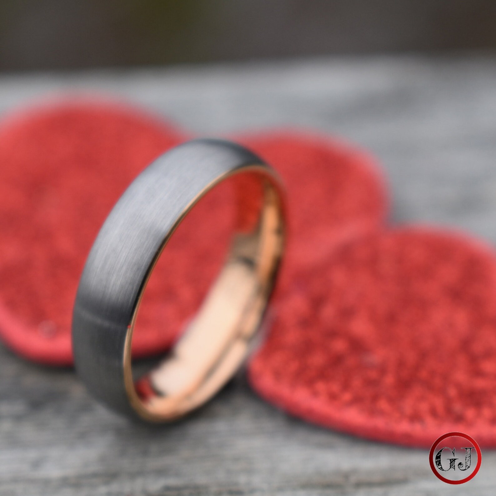 Tungsten Ring Brushed Silver With Rose Gold Comfort Fit Band - Etsy Canada