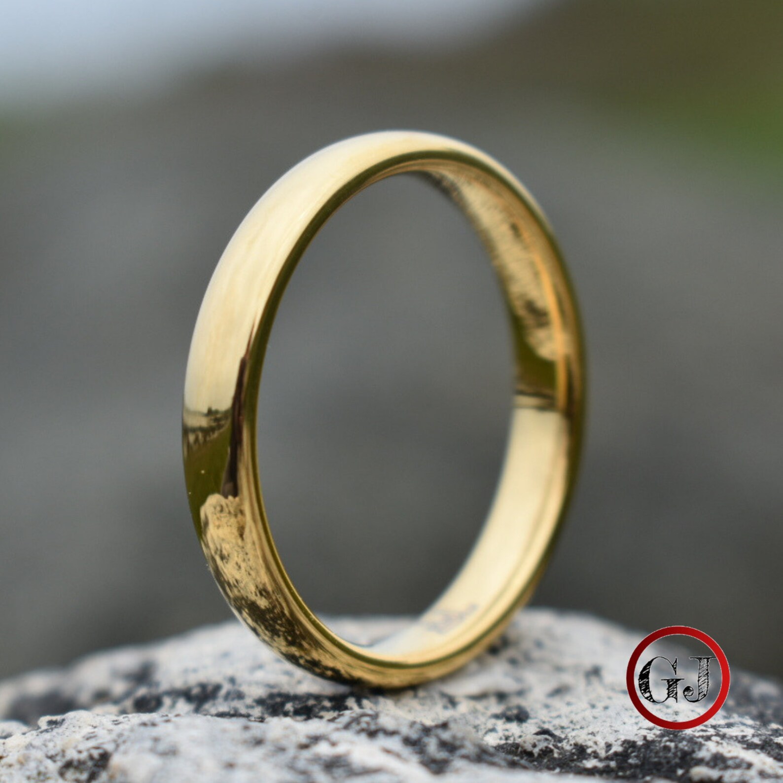 Tungsten Ring Classic 4mm Gold Comfort Fit Band Mens Ring | Etsy