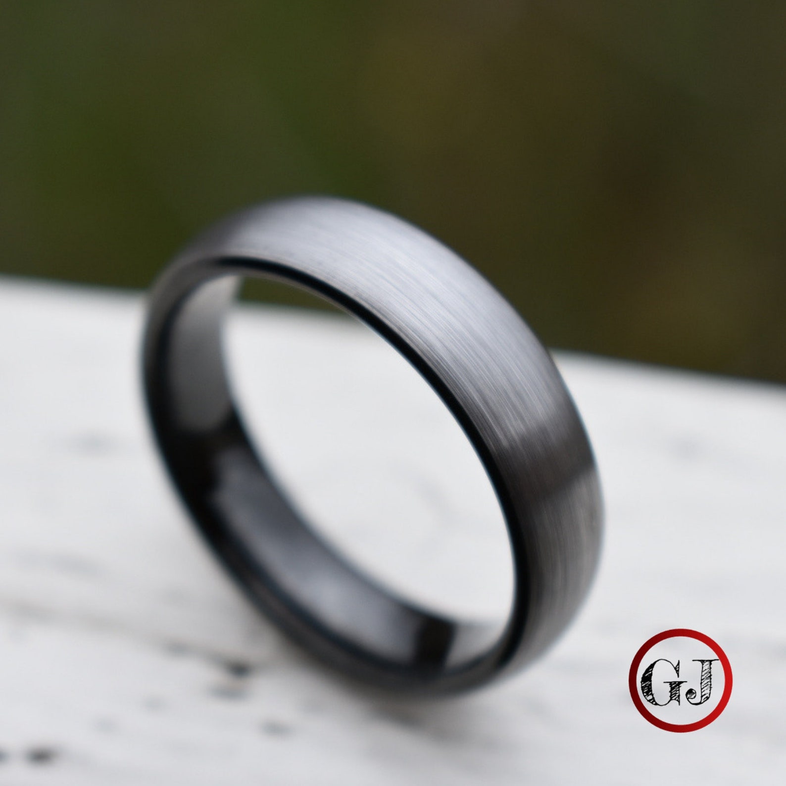 Tungsten Ring Brushed Silver With Black Comfort Fit Band Mens - Etsy