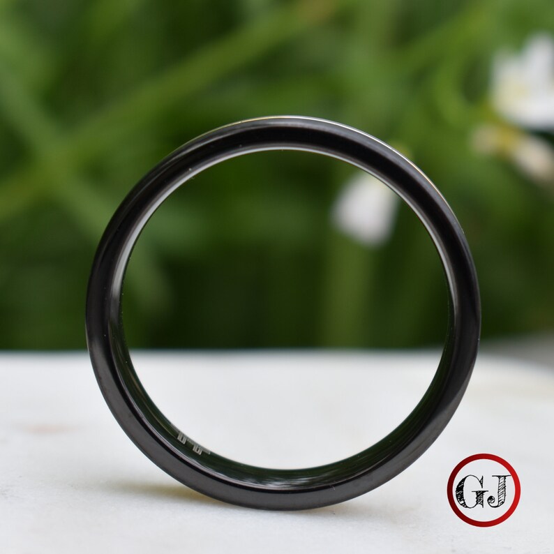Tungsten 6mm Ring Black and Silver Brushed With Gold Accent - Etsy