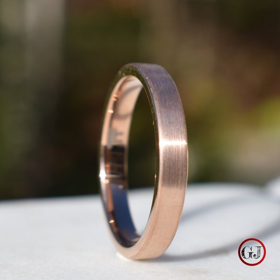 Tungsten Ring 4mm Brushed Rose Gold Comfort Fit Band Mens | Etsy