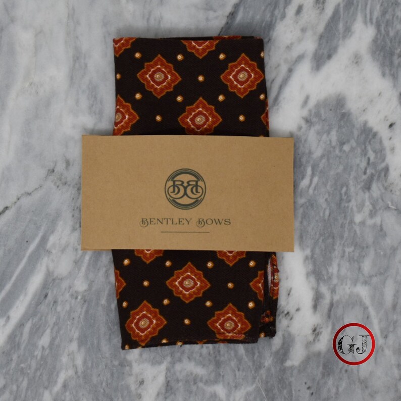 Pocket Square Burnt Orange & Chocolate Brown Handkerchief - Etsy