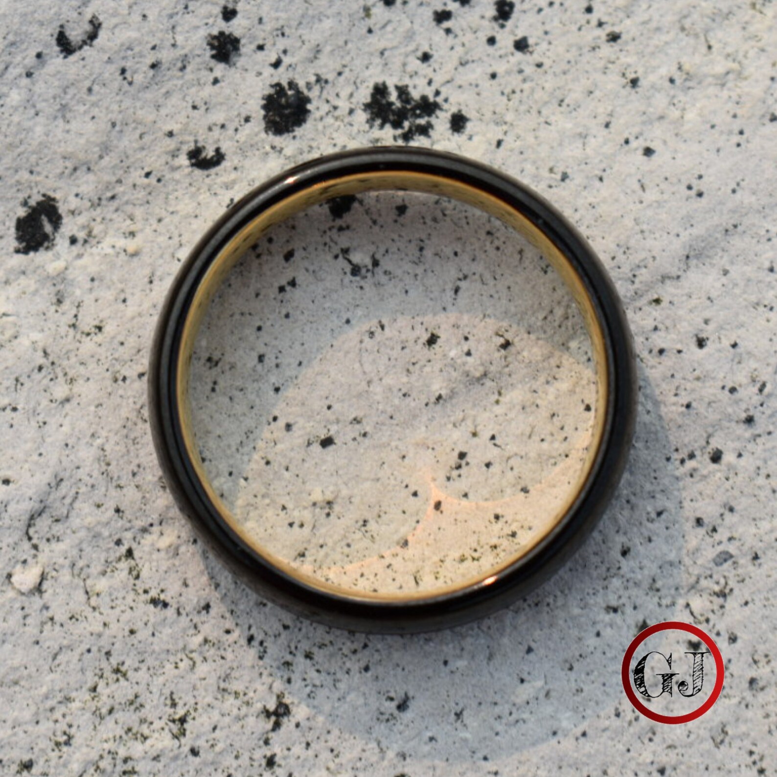 Tungsten Ring Black With Gold Center Stripe Mens Ring Mens - Etsy Canada