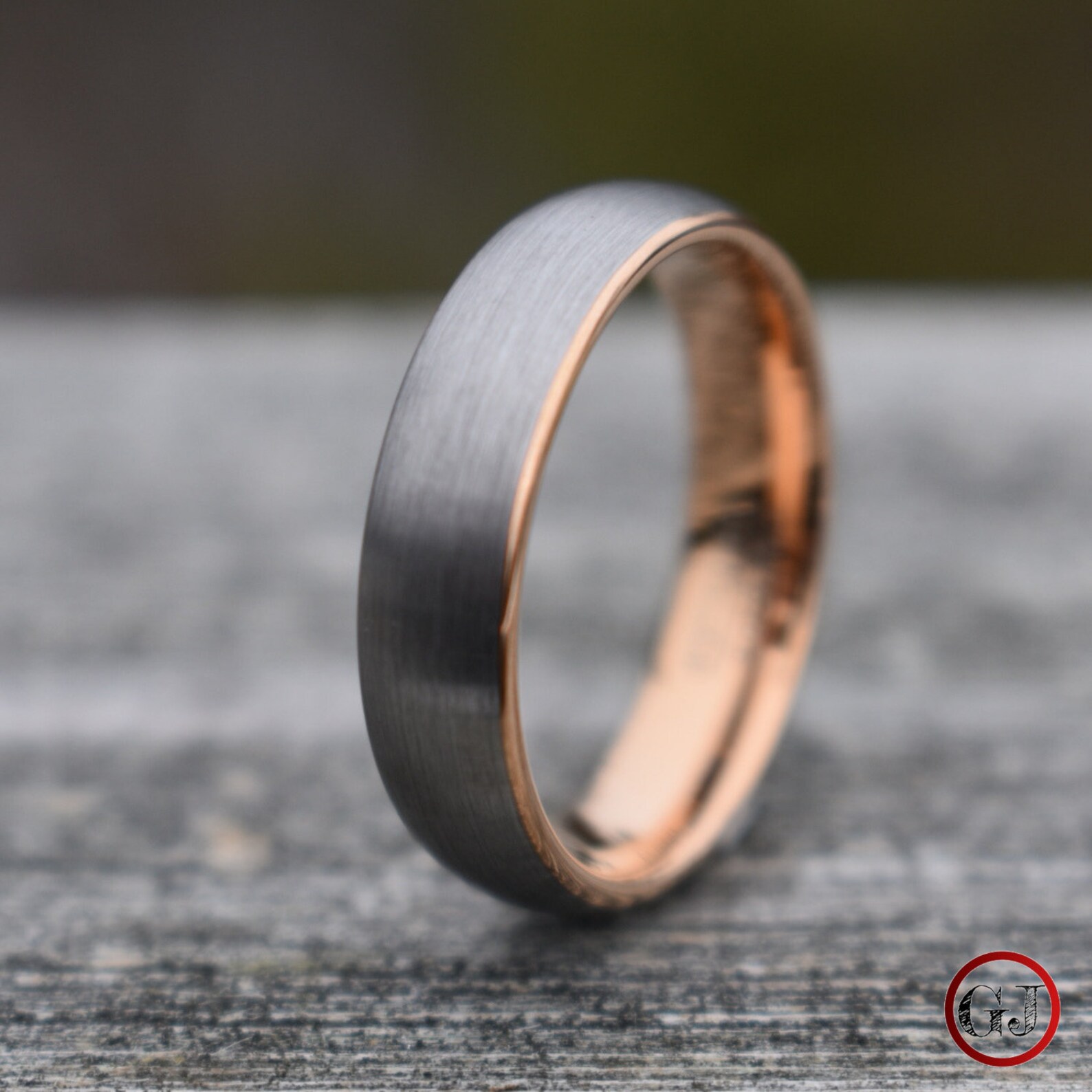 Tungsten Ring Brushed Silver With Rose Gold Comfort Fit Band - Etsy Canada