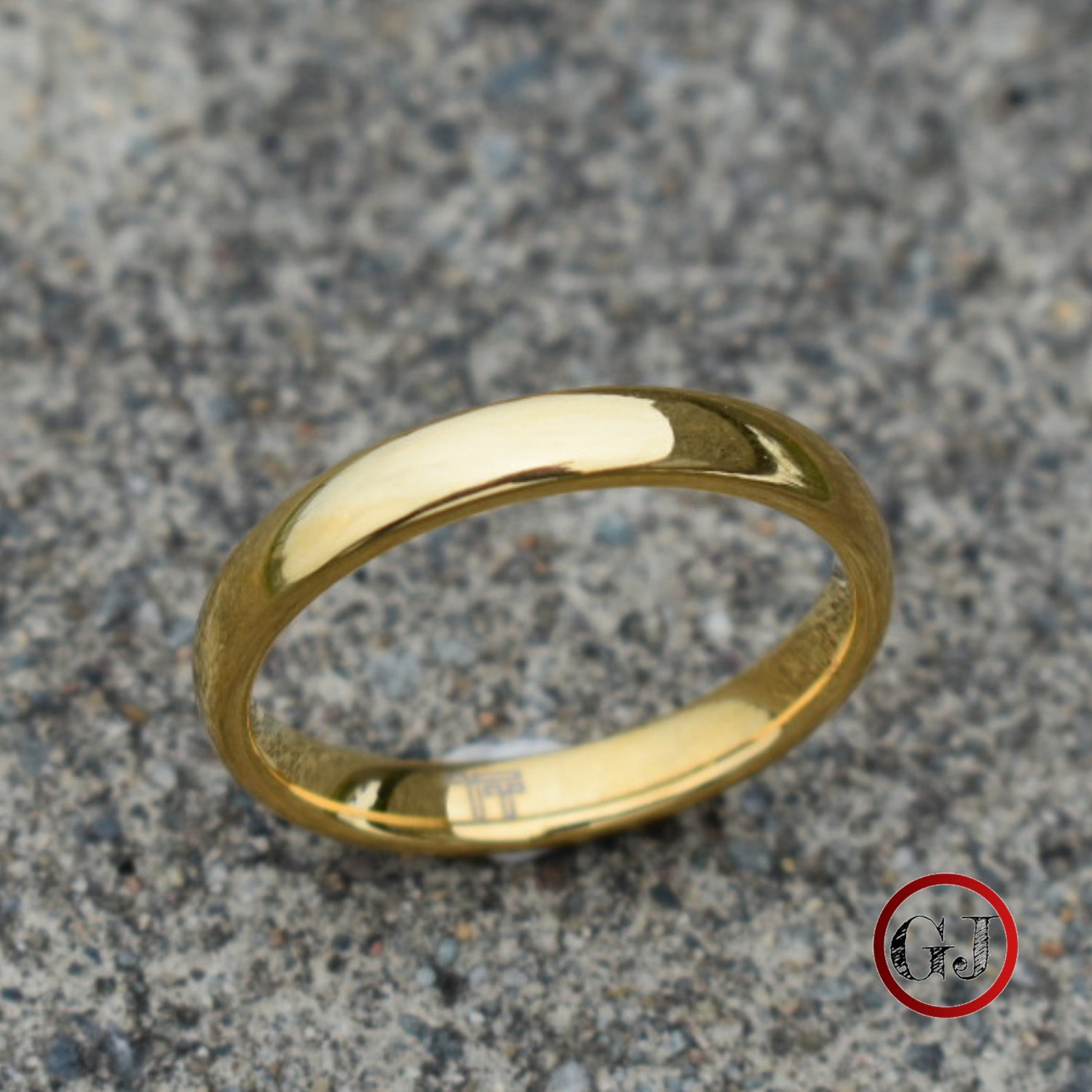 Tungsten Ring Classic 4mm Gold Comfort Fit Band Mens Ring | Etsy