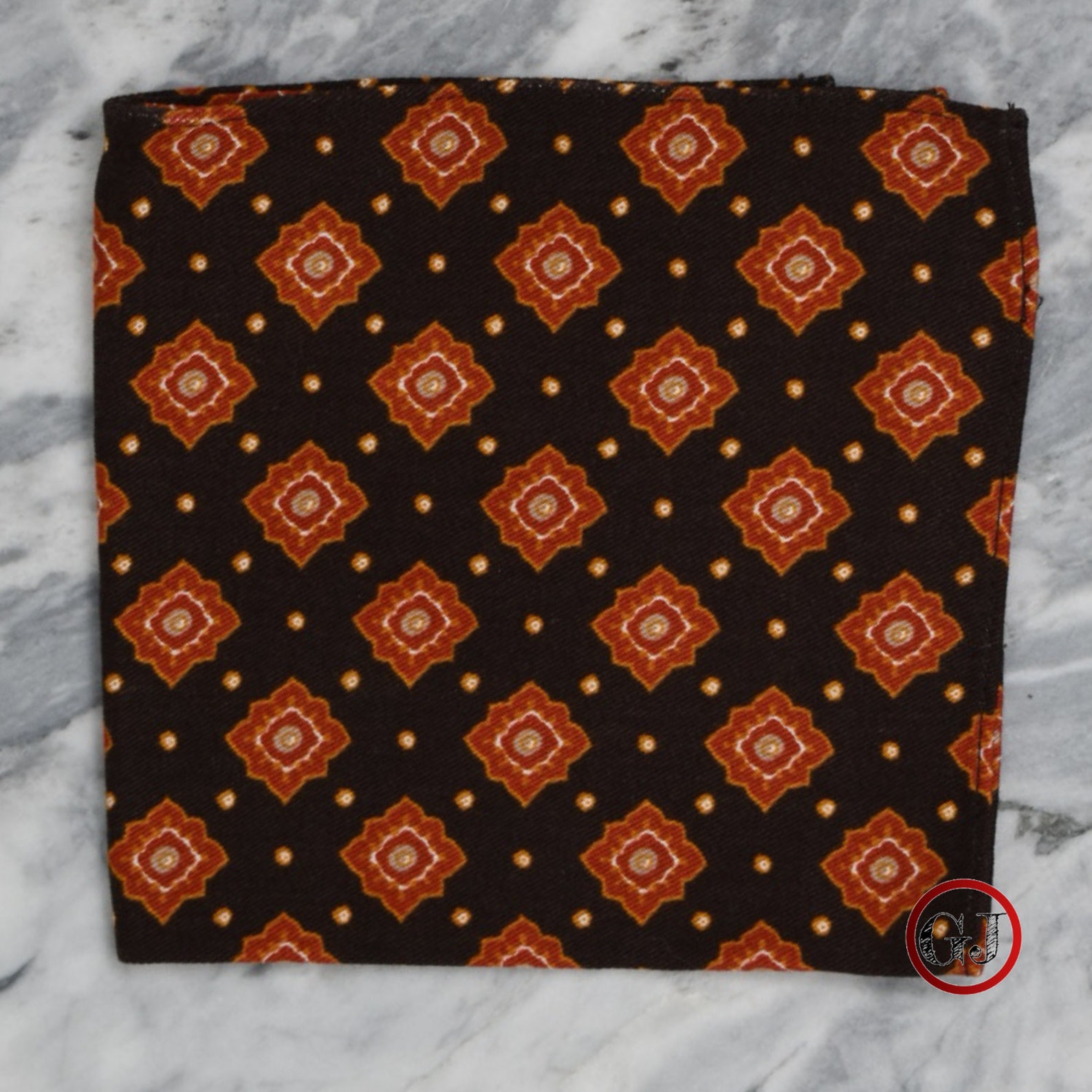 Pocket Square Burnt Orange & Chocolate Brown Handkerchief | Etsy