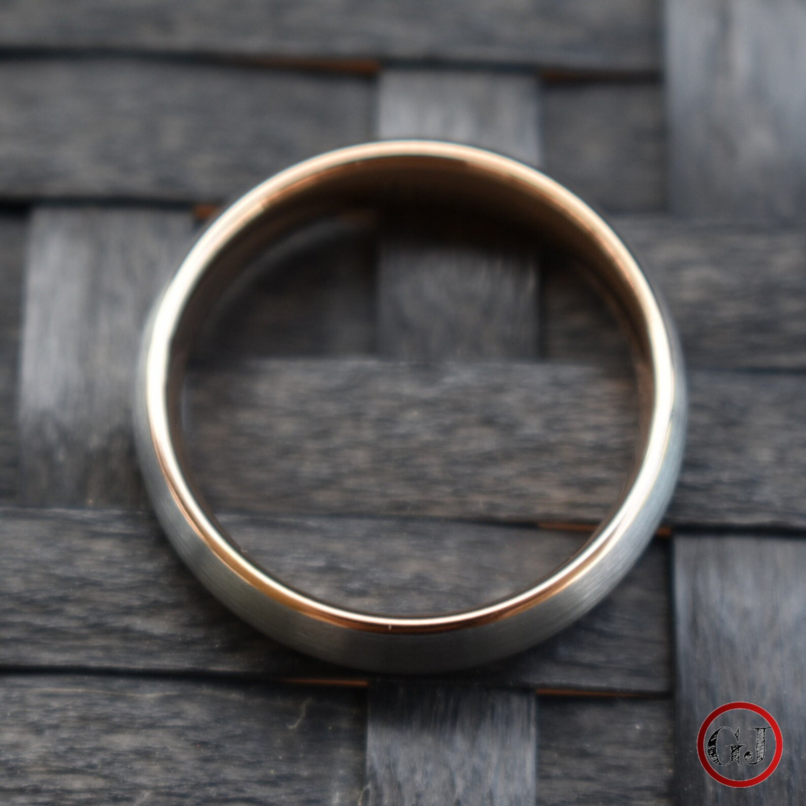 Tungsten Ring Brushed Silver With Rose Gold Comfort Fit Band - Etsy Canada