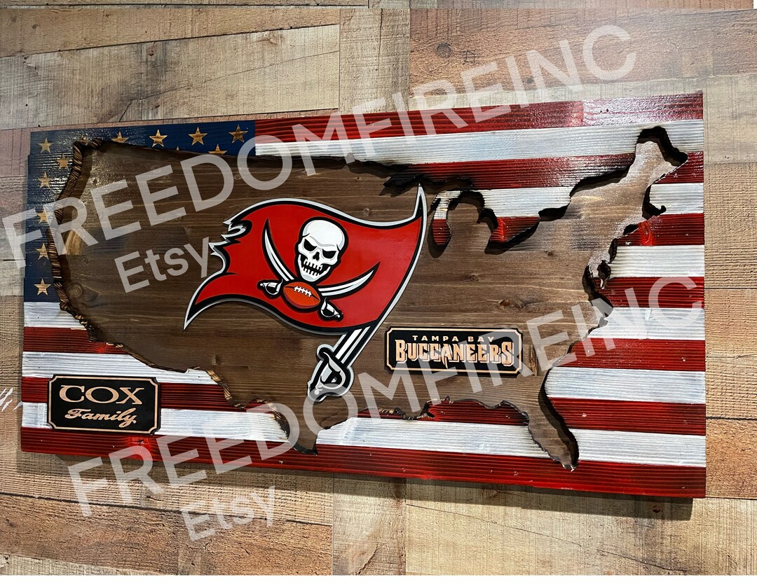 Wooden American Flag With Bucs Logo - Etsy