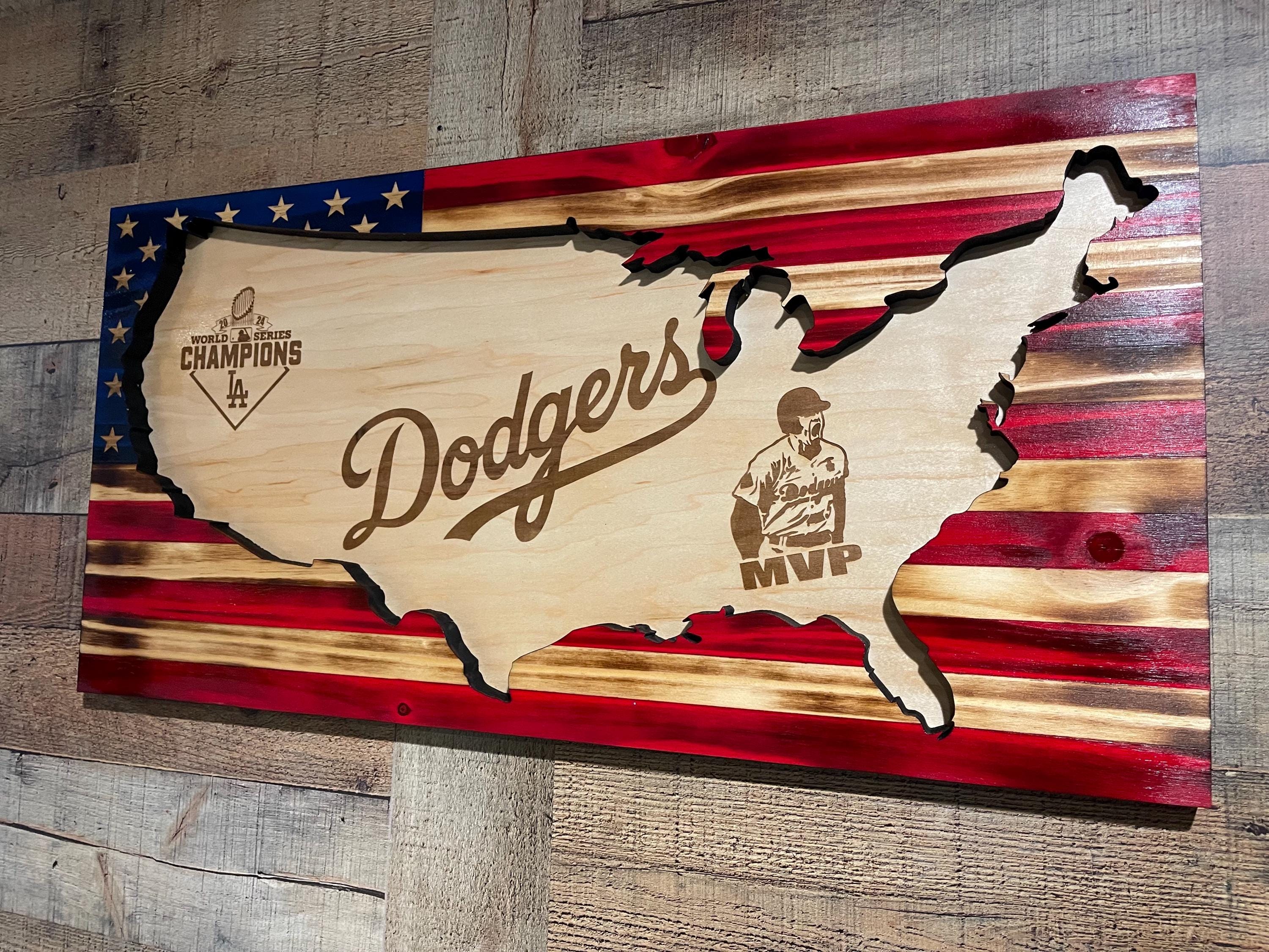 LA Dodgers American Wooden Flag - Etsy