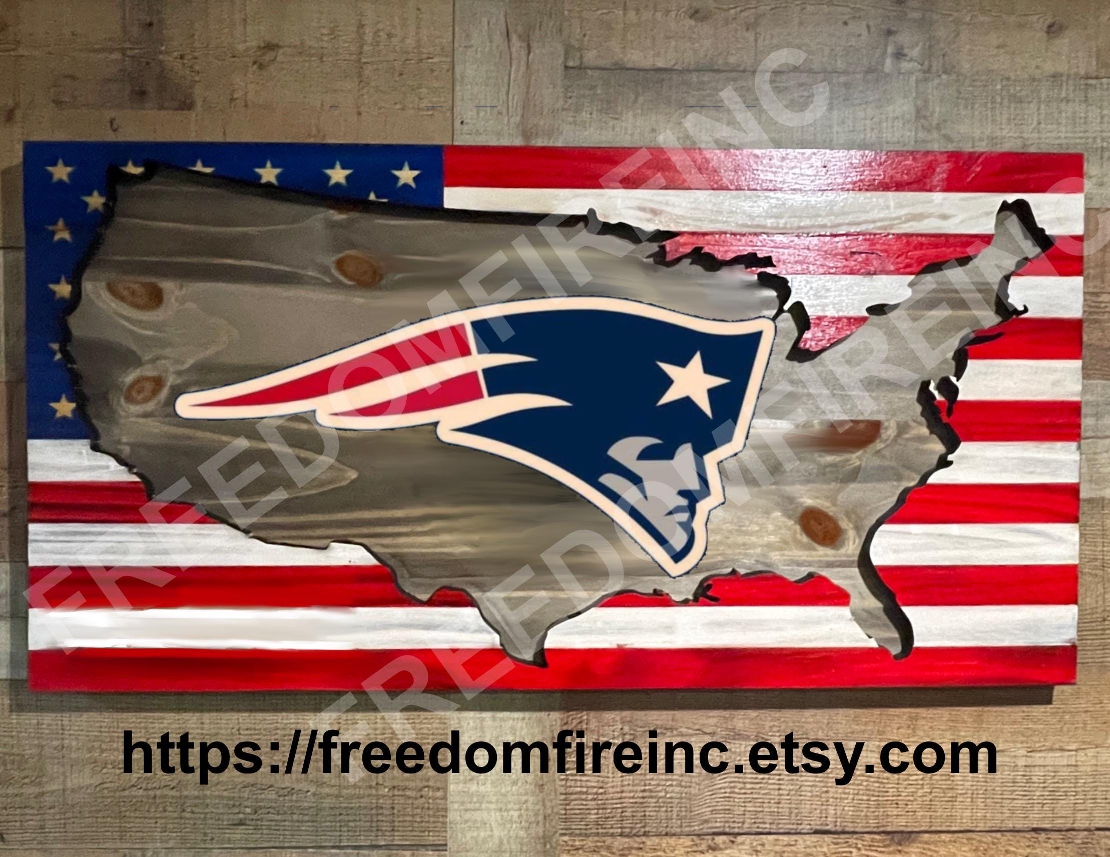 American Wooden Flag With Patriots Logo - Etsy