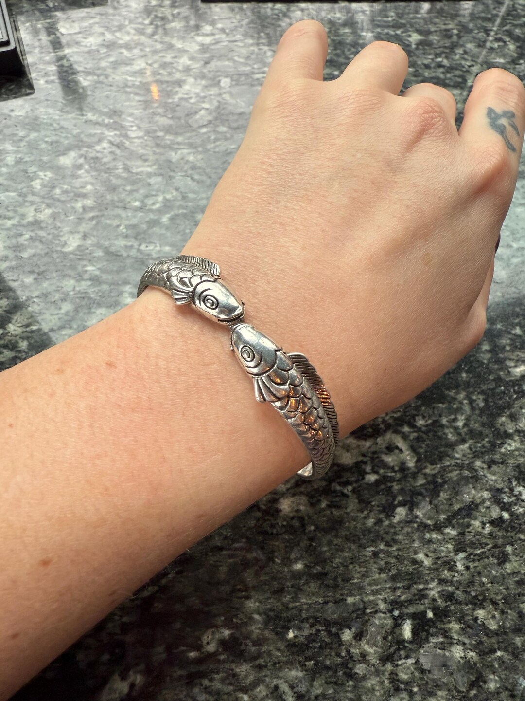 S925 Scandinavian Silver Twin Koi Fish Cuff Bracelet - Etsy