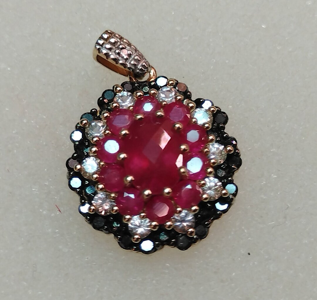 Exquisite, Vintage, Designer Thailand Ruby, Black Onyx, and Diamond ...