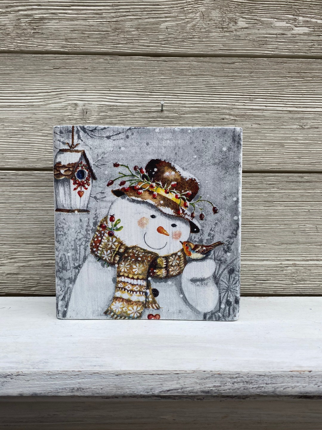 Rustic Farmhouse Snowman Christmas Wood Sign/rustic Winter Wood Sign ...