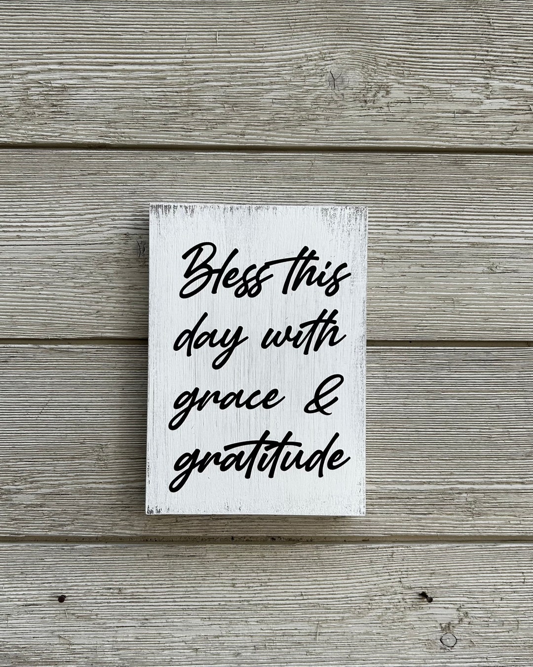Bless This Day With Grace & Gratitude Farmhouse Wood Sign/religious ...