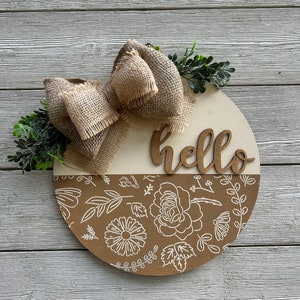Hello Round Door Hanger/boho Decor/farmhouse Decor/hello Sign - Etsy