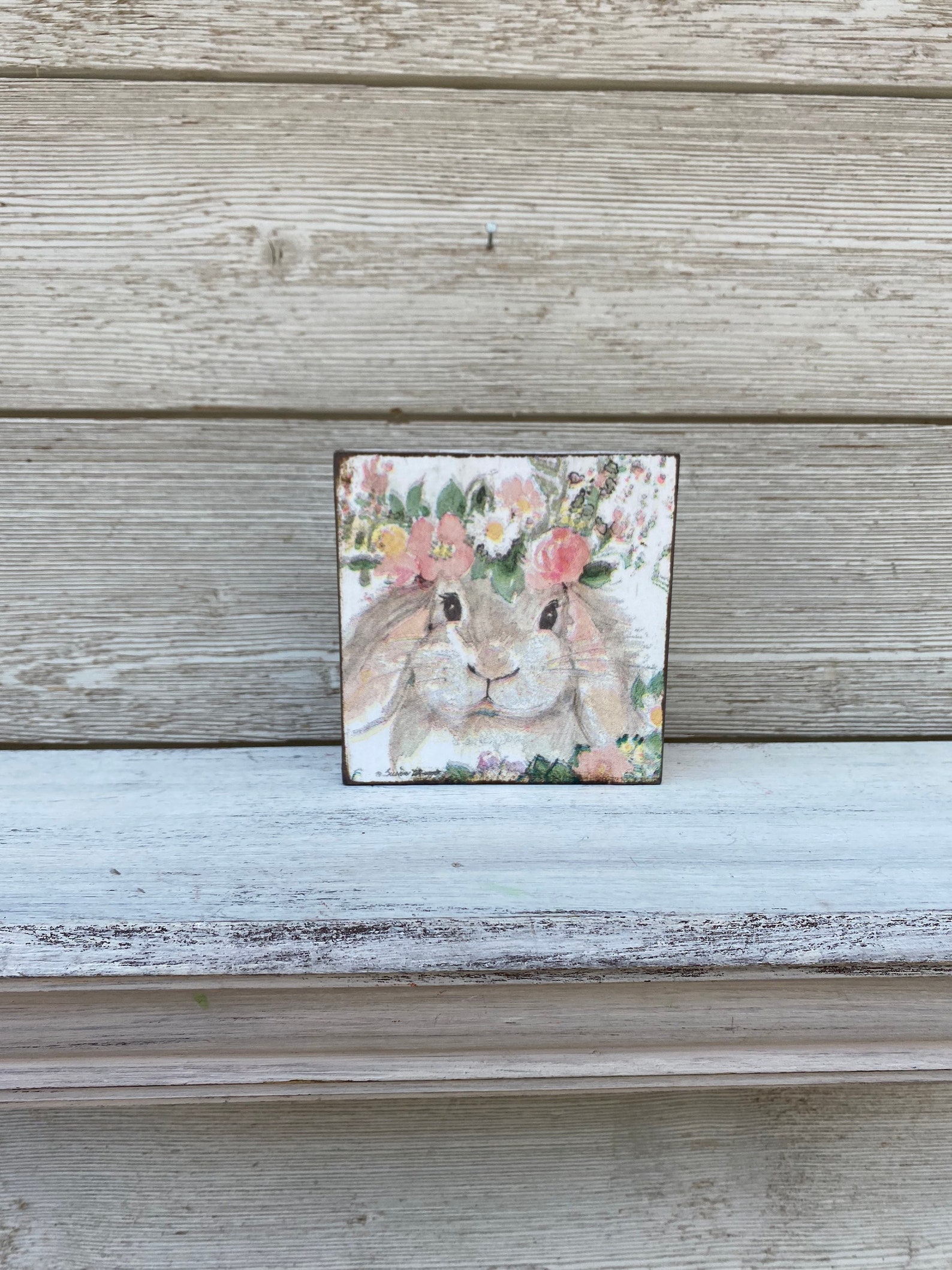 Bunny Wood Block Sign/easter Wood Tier Tray Sign/easter - Etsy