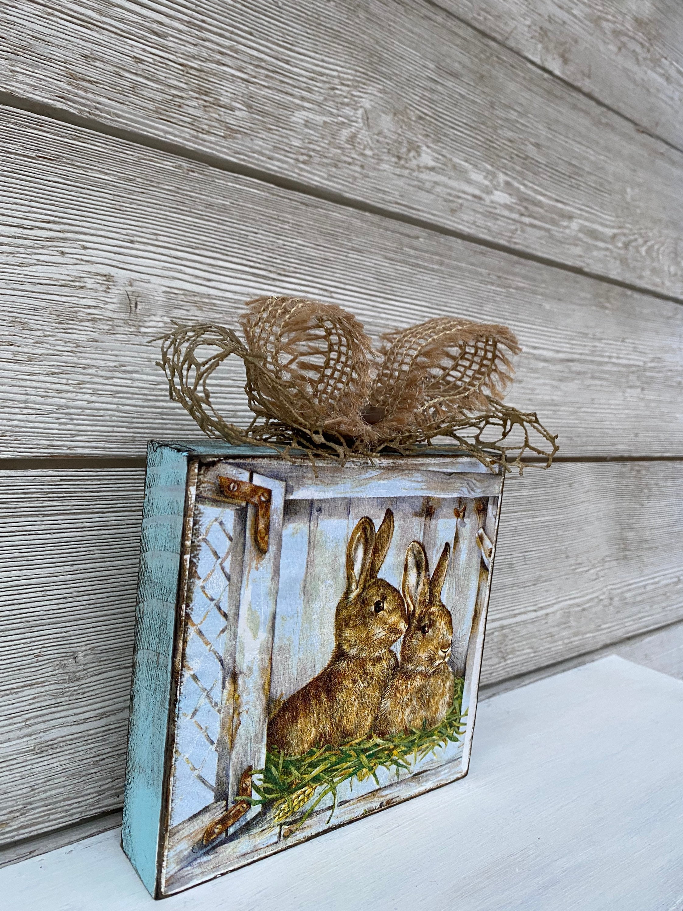 Rustic Easter Wood Block Sign/easter Wood Sign /easter Shelf | Etsy