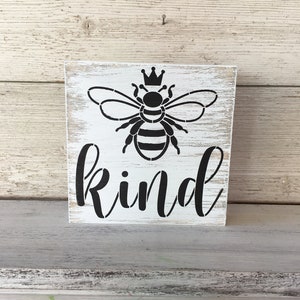 Bee Kind Wood Block Sign/bee Sign/bee Kind Sign - Etsy