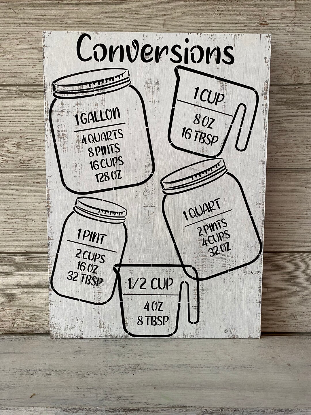 Farmhouse Kitchen Conversion Chart Wood Sign - Etsy