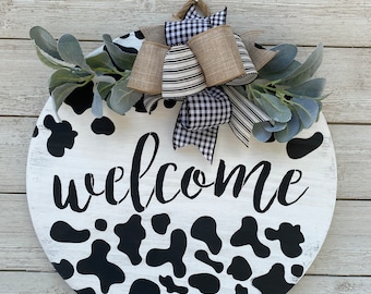 Cow Print Welcome Sign - Etsy