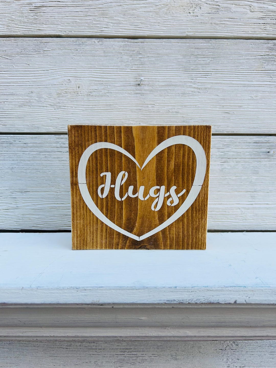Rustic Wood Hugs Sign, Valentine's Day Tier Tray Decor - Etsy