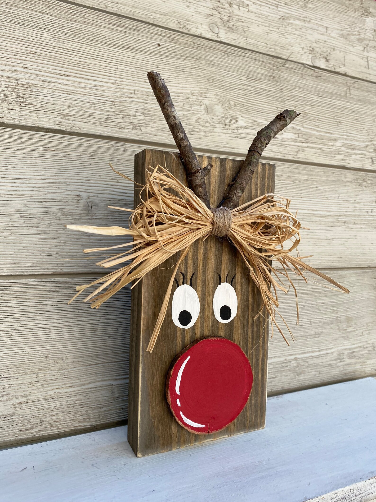 Rustic Wood Block Reindeer/rustic Reindeer/christmas - Etsy