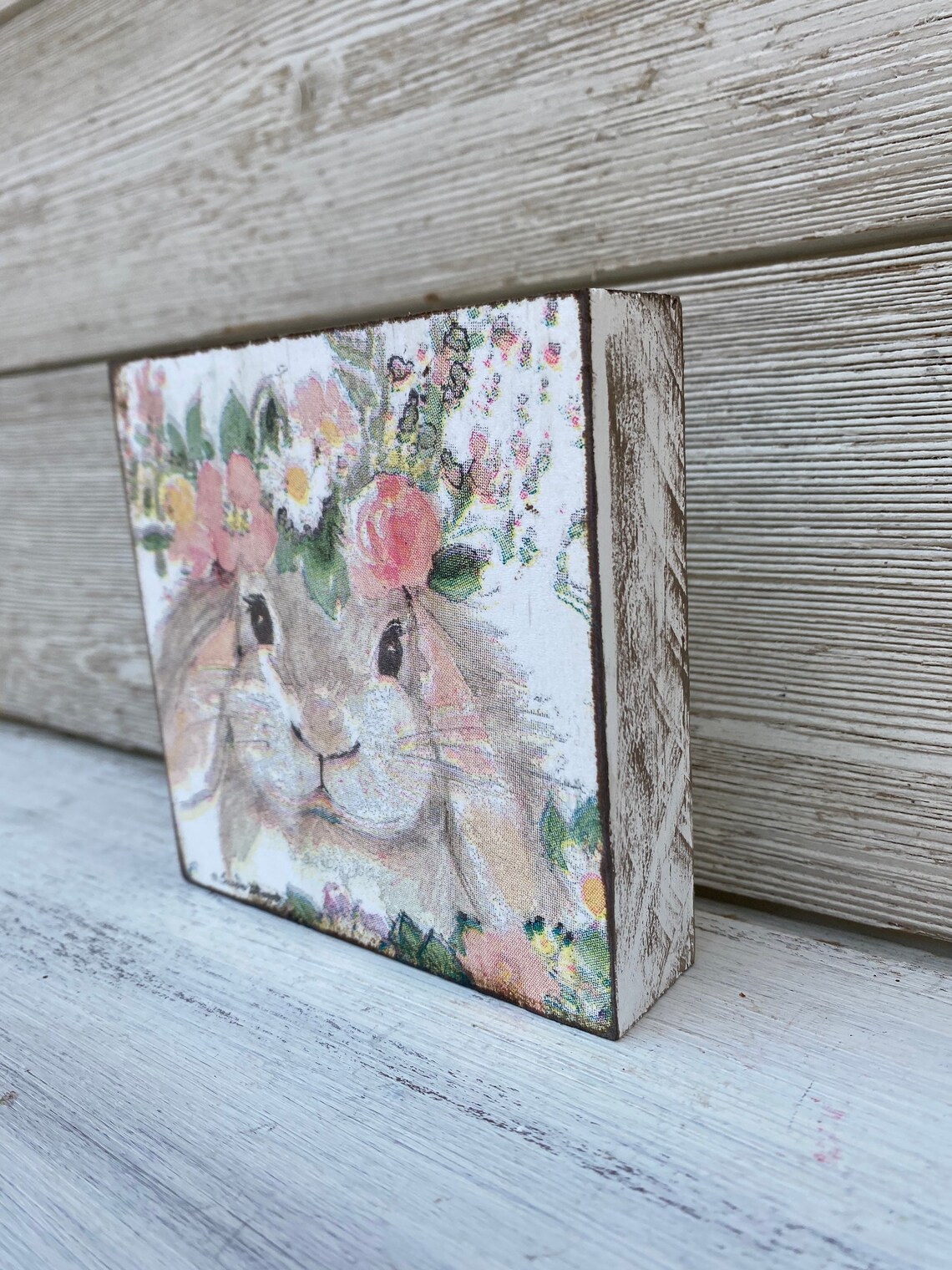Bunny Wood Block Sign/easter Wood Tier Tray Sign/easter - Etsy